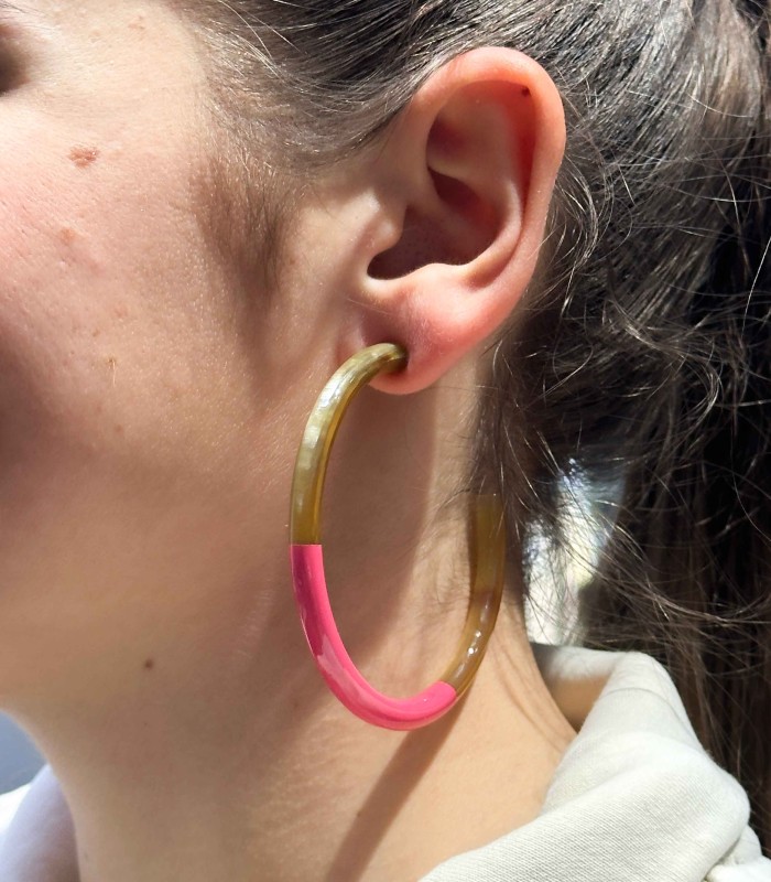 Créoles en corne véritable - Bleu clair - Actuel Diffusion